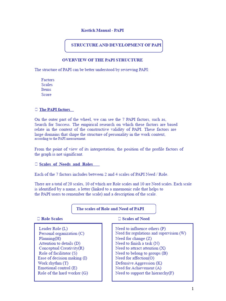 PAPI Structure and Assessment Guide | PDF | Validity (Statistics ...