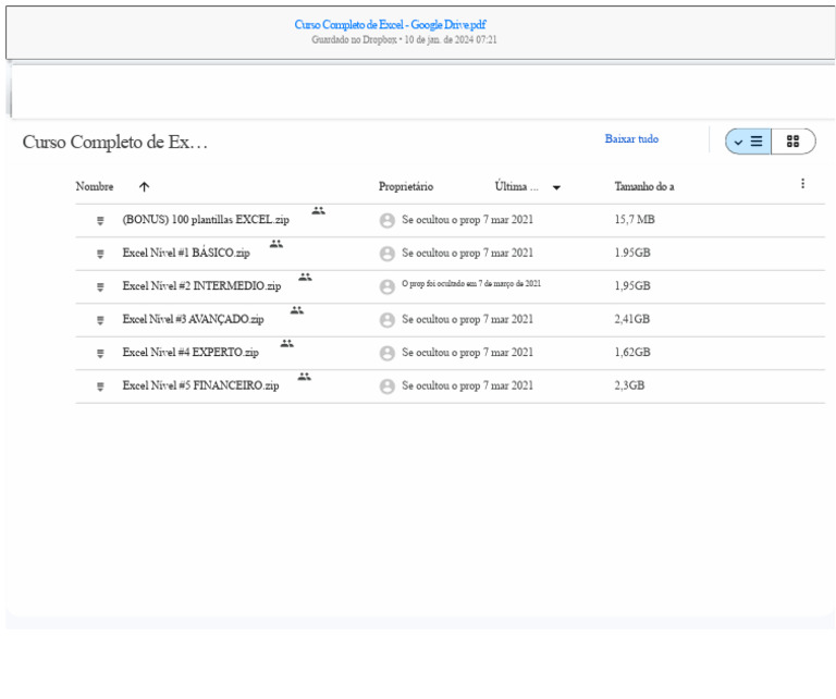 Curso Completo de Excel - Google Drive | PDF