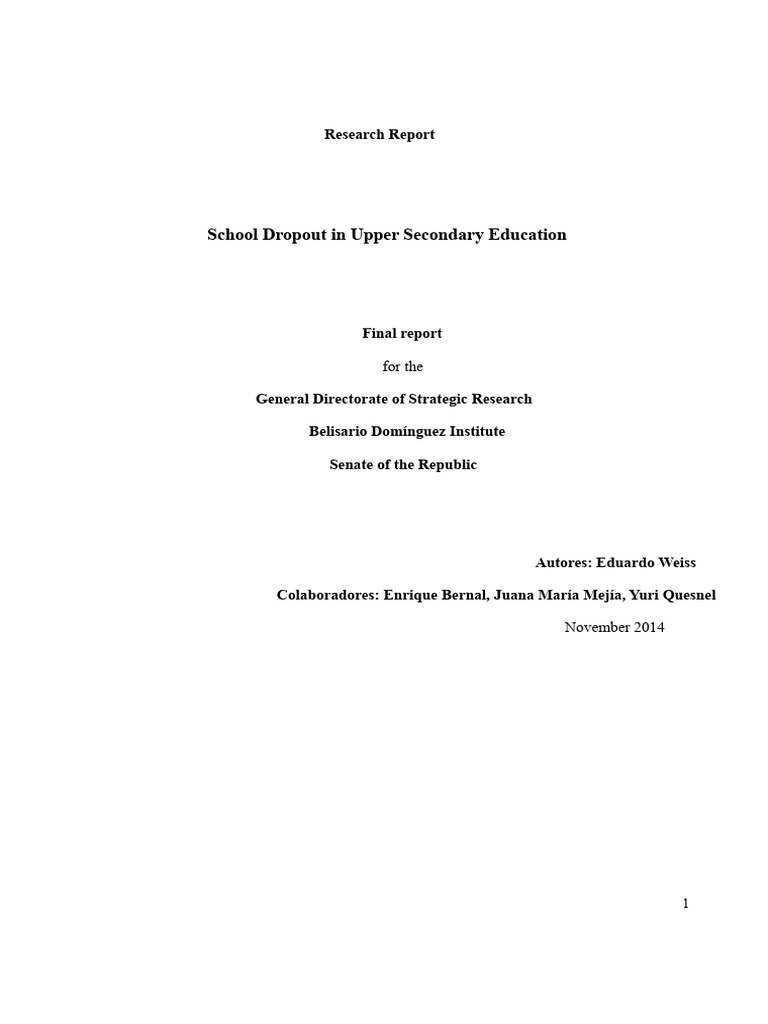 School Dropout in Higher Secondary Education Research Work | PDF ...