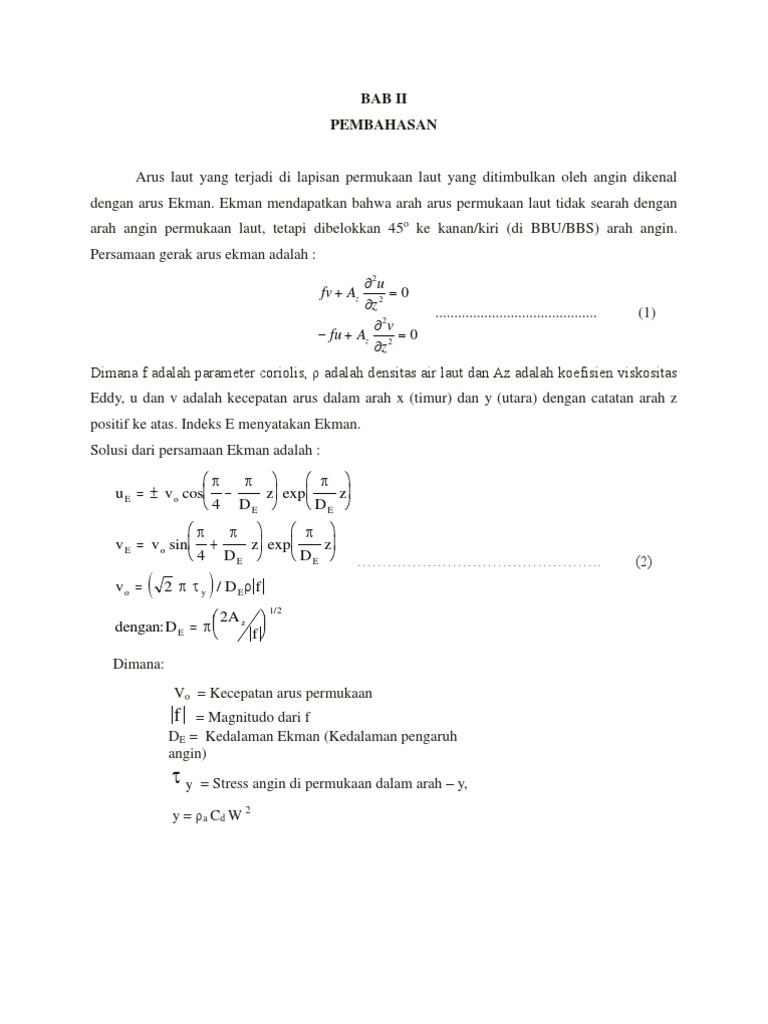 Arus Ekman dan Transpor Laut | PDF | Metode & Bahan Ajar | Seni