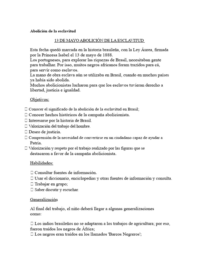 PROYECTO Abolición de La Esclavitud | PDF | Abolicionismo | Esclavitud