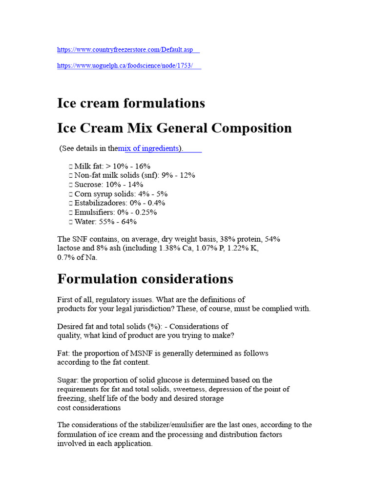 Ice Cream Formulations | PDF | Ice Cream | Yogurt