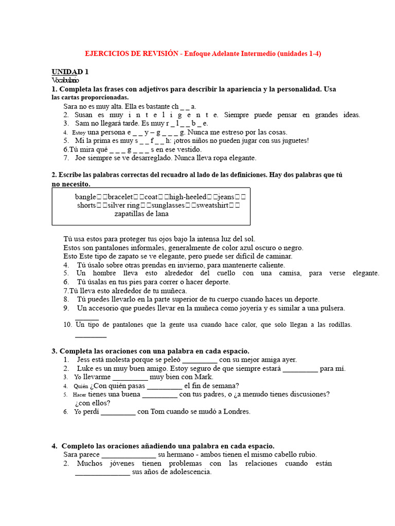 Ejercicios de repaso 4A_4C | PDF