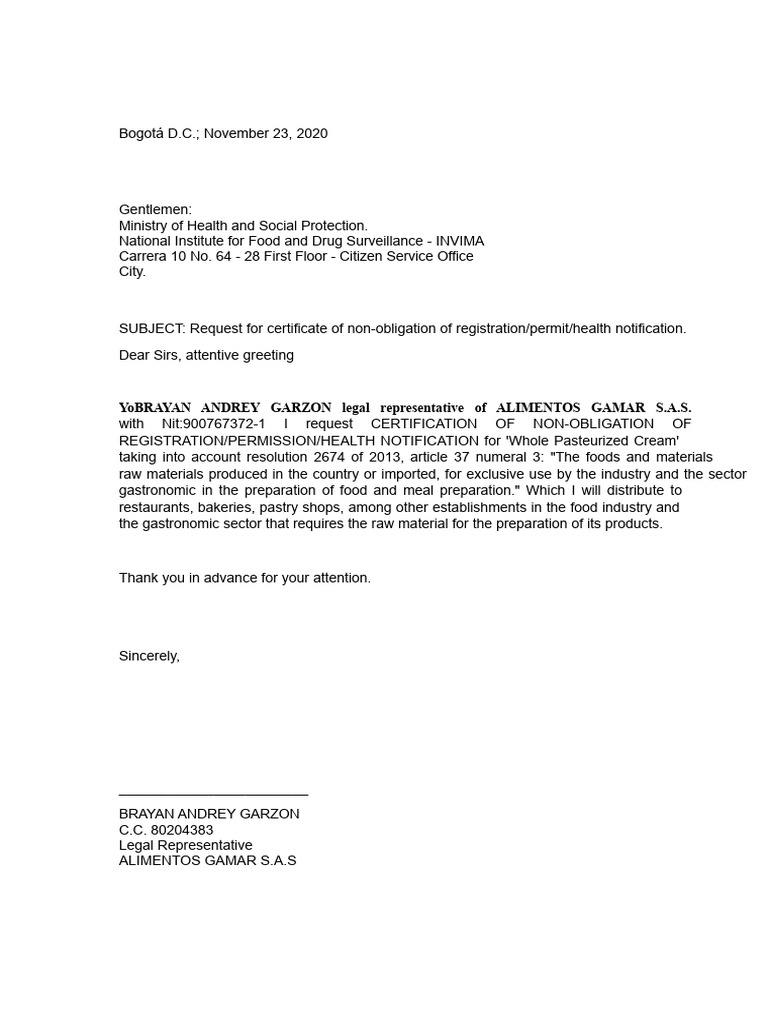Certificate Request for Whole Cream | PDF