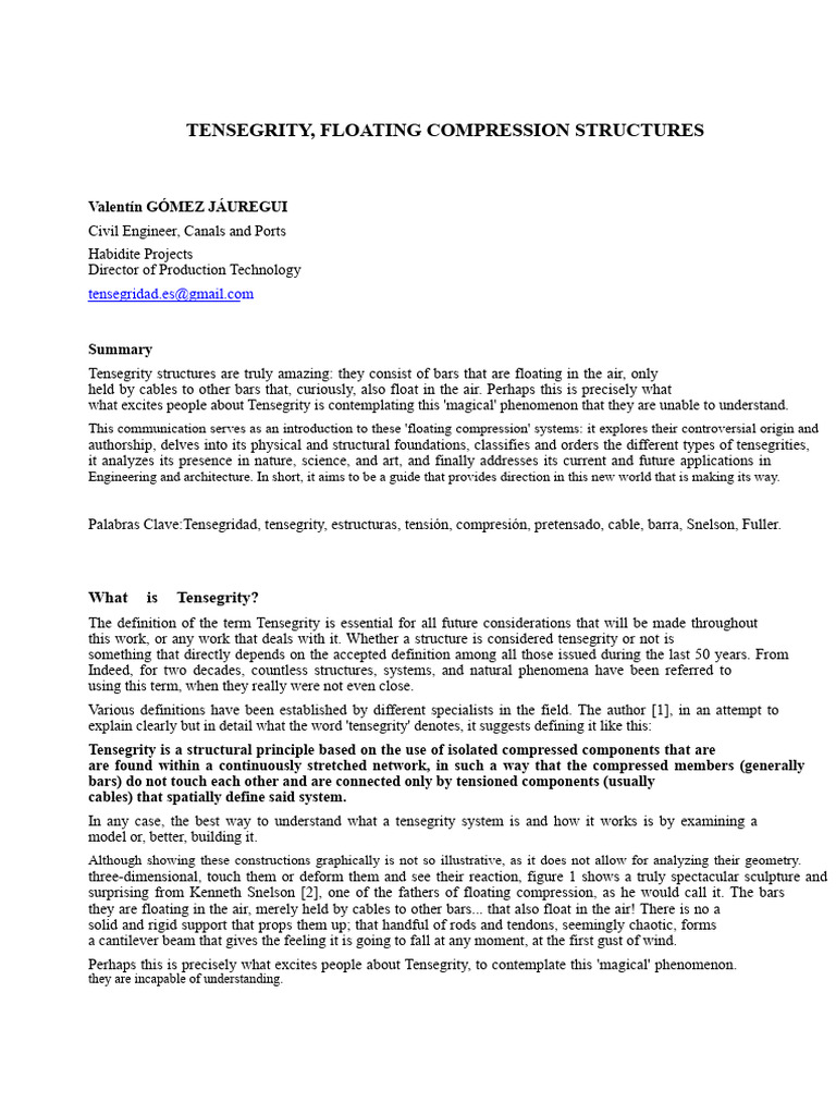 Tensegrity-Floating Compression Structures by GOMEZ-JAUREGUI | PDF ...