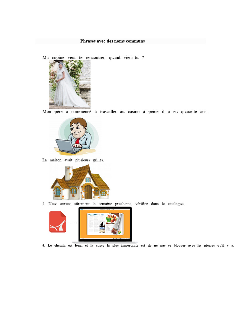 Exemples de phrases avec noms communs et propres | PDF