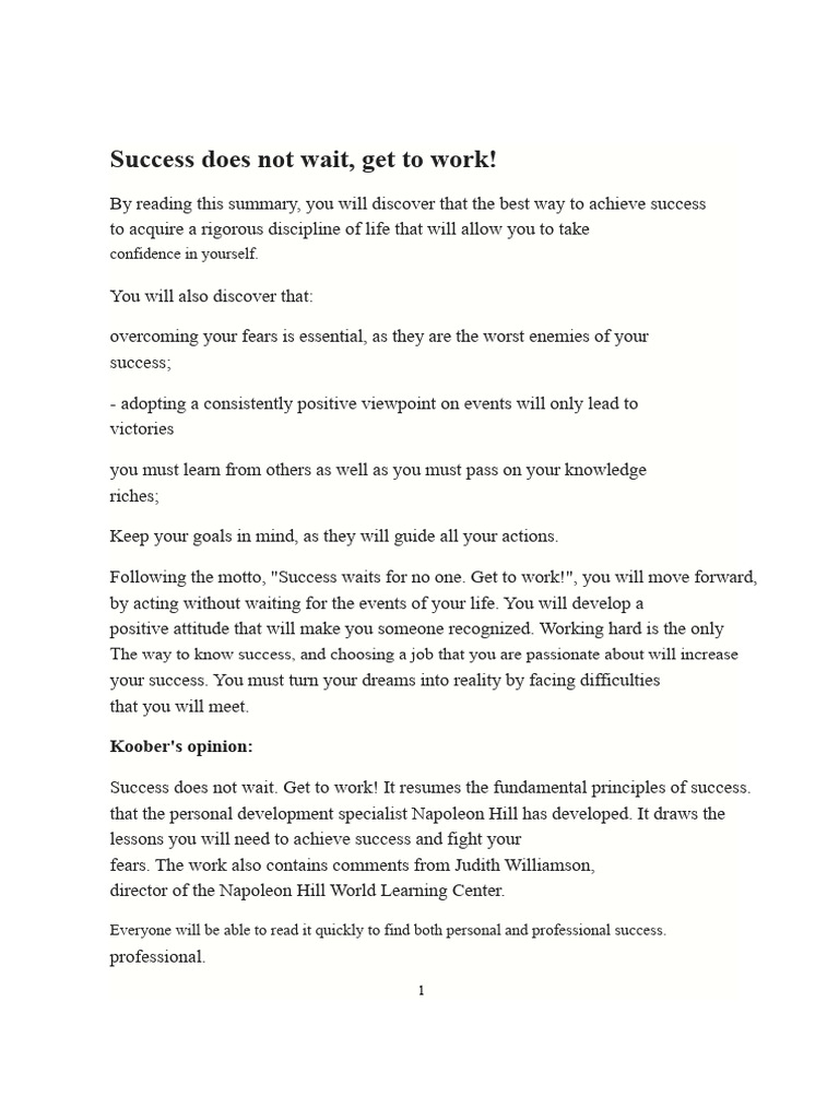 Success does not wait_ Get to work | PDF | Thought | Knowledge