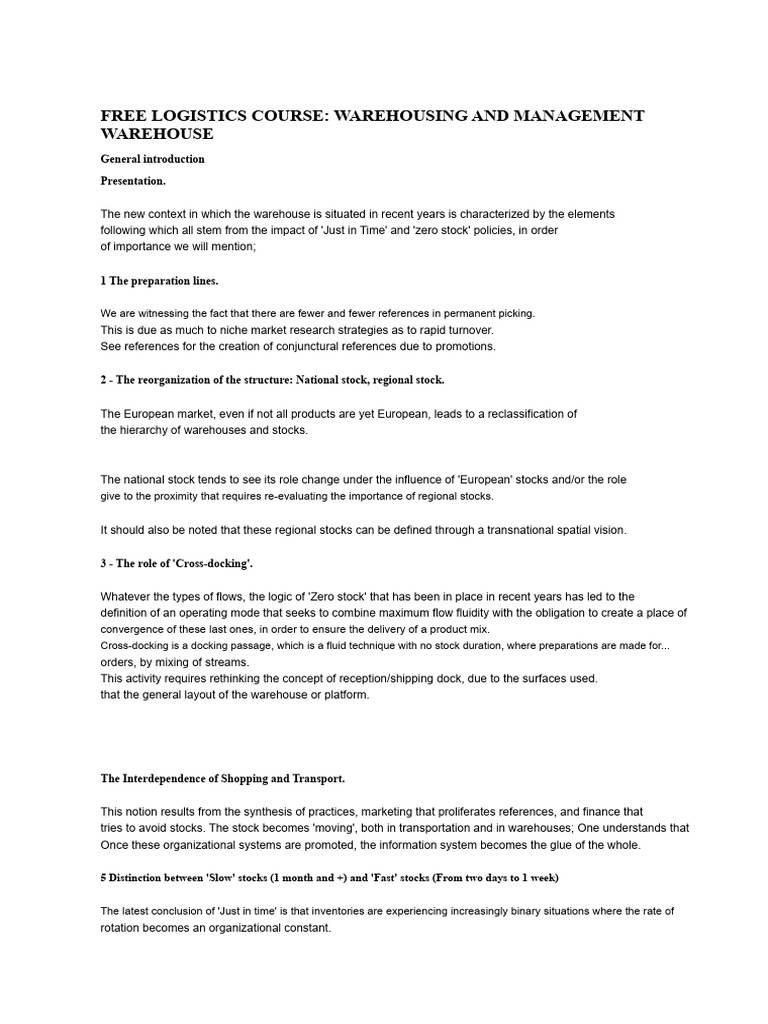 Free Logistics Course: Warehousing Insights | PDF | Logistics | Warehouse
