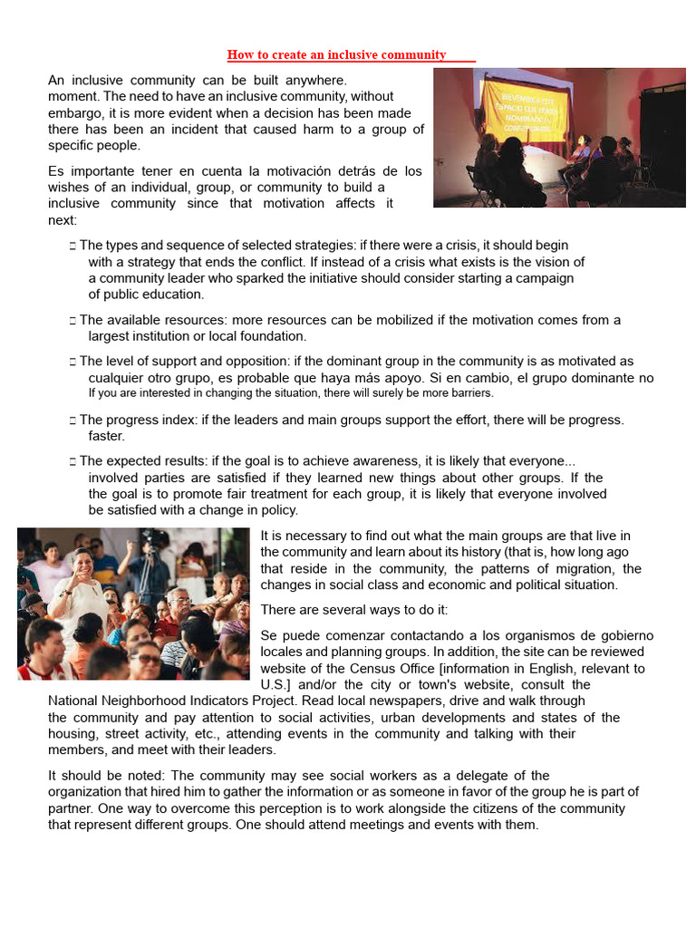 How to Create an Inclusive Community | PDF | Community | Motivation