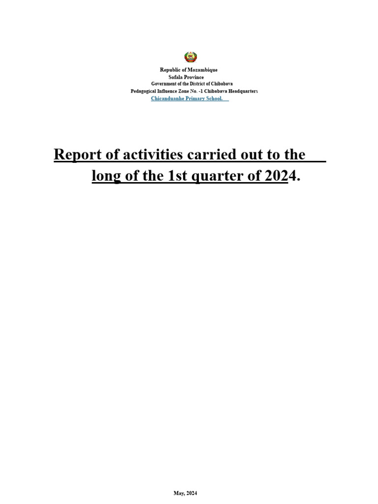 REPORT ON THE ACTIVITIES OF THE FIRST QUARTER | PDF | Pedagogy | Literacy