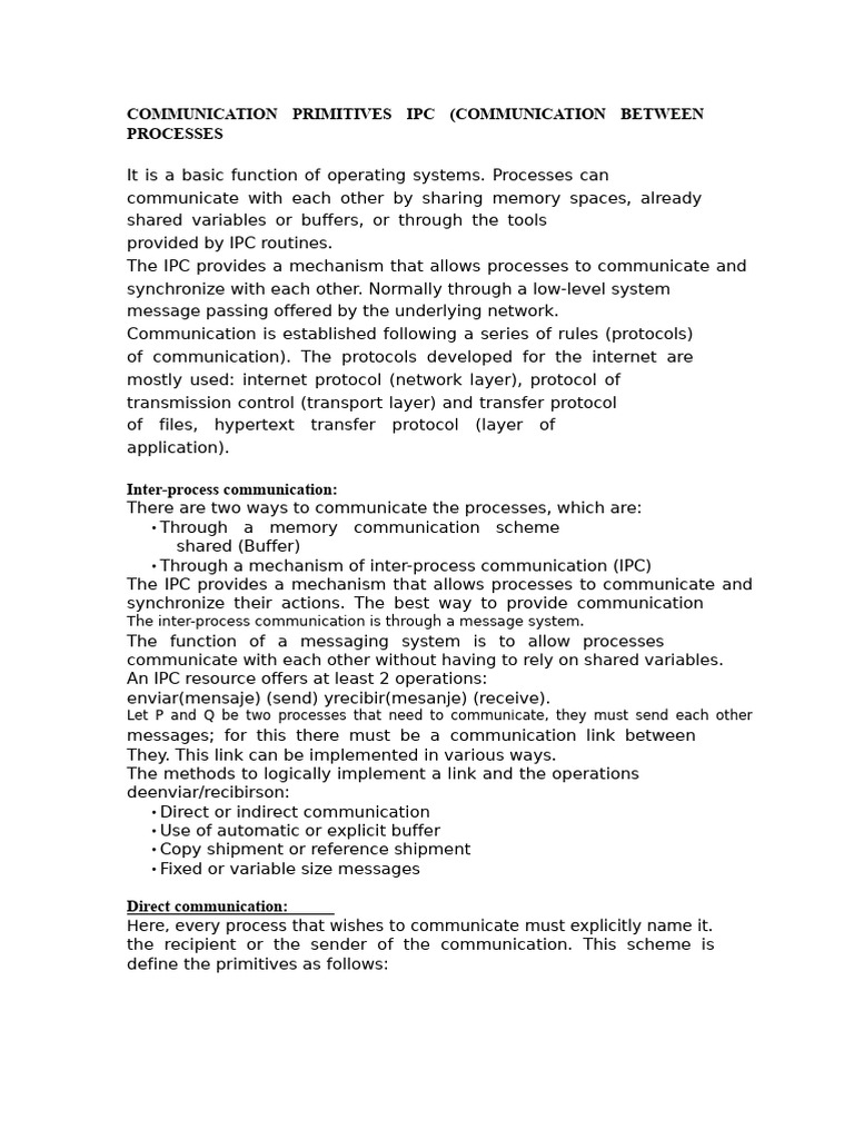 Primitive Communication IPC | PDF | Communication | Computer Network