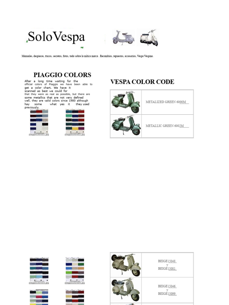 Vespa Color Code | PDF