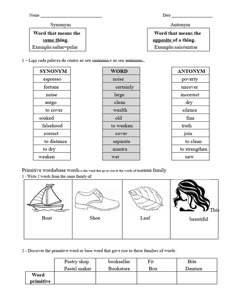 3rd-4th Synonyms-Antonyms-Word Families | PDF