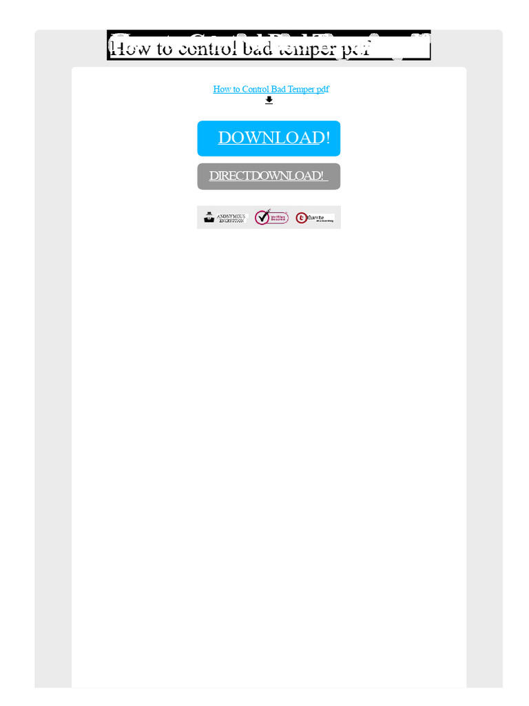 How to Control Bad Temper PDF | PDF | Temperament | Mental Health