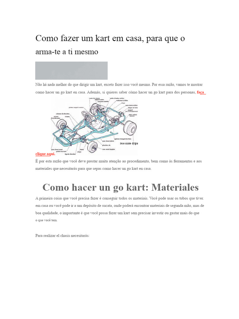 Como Construir um Kart em Casa | PDF | Eixo | Freio