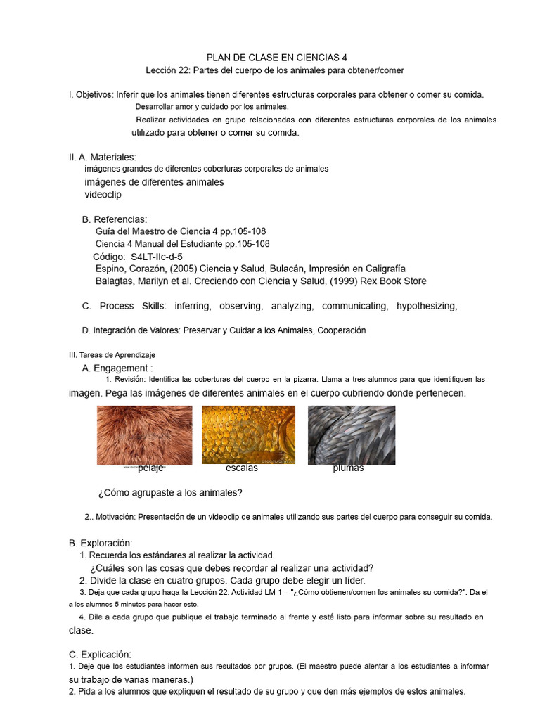 Ciencia 4 Partes de Los Animales para Conseguir Comida | PDF | Zoología