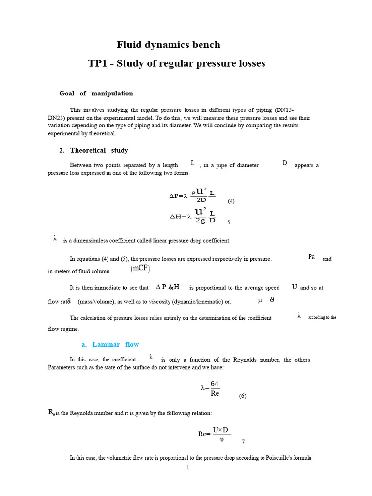 Pressure Losses in Fluid Dynamics Testing | PDF | Fluid Dynamics ...
