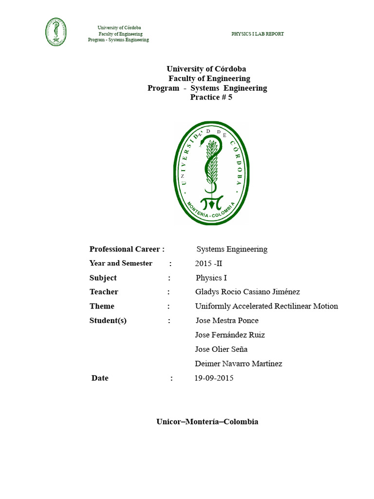 Physics Lab Report: Uniform Acceleration | PDF | Acceleration | Velocity