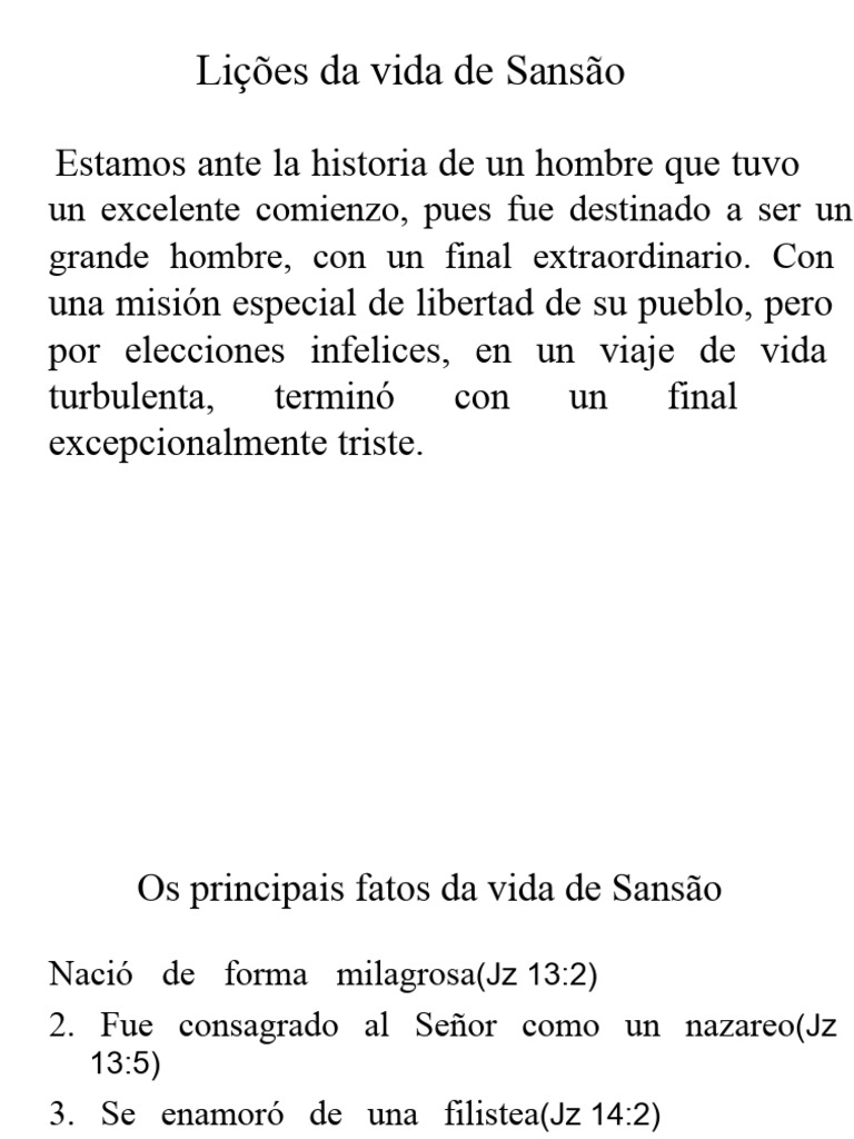 Lecciones de la vida de Sansón | PDF | Sansón