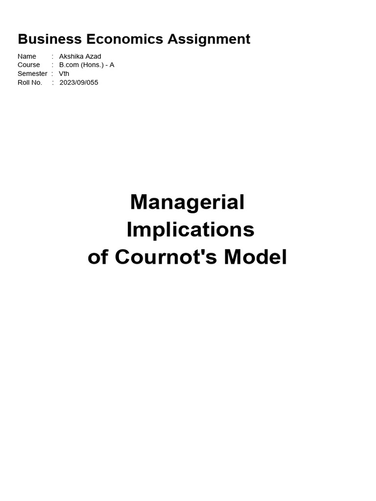 Business Economics Assignment | PDF | Economic Equilibrium | Profit ...