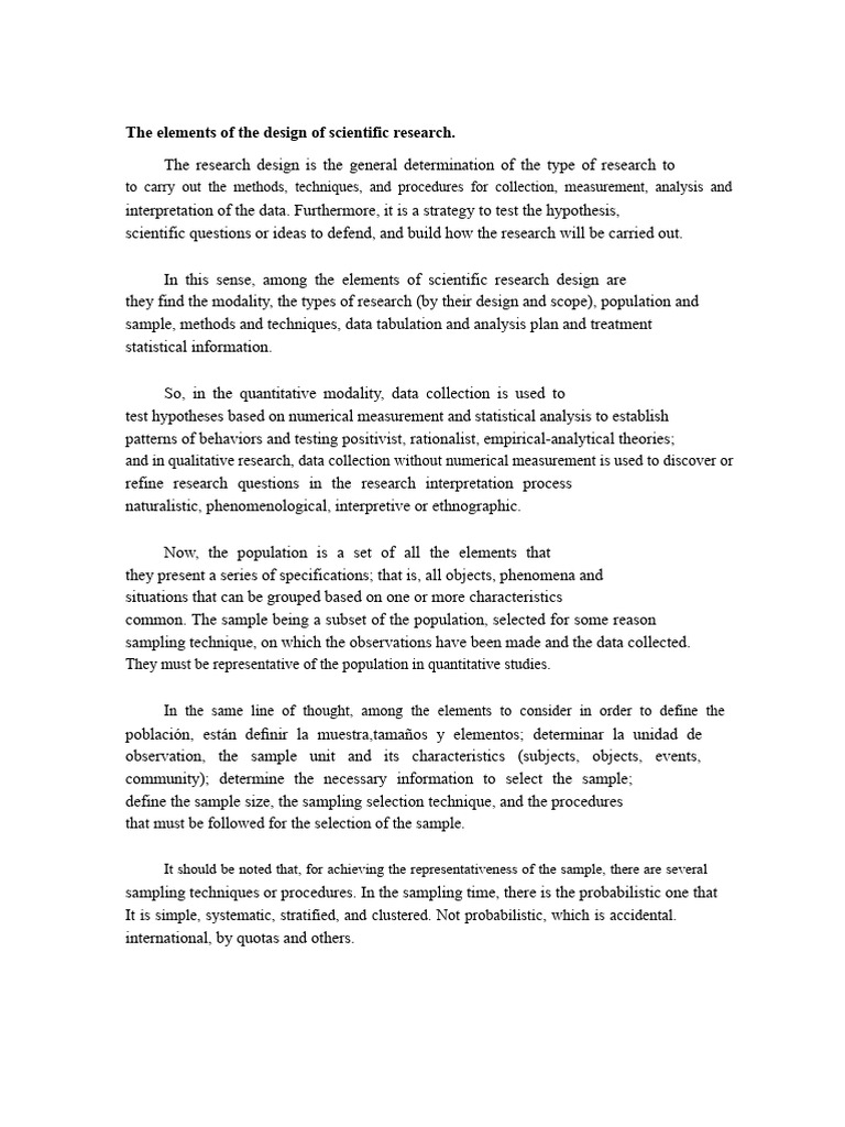 The elements of scientific research design | PDF | Methodology ...
