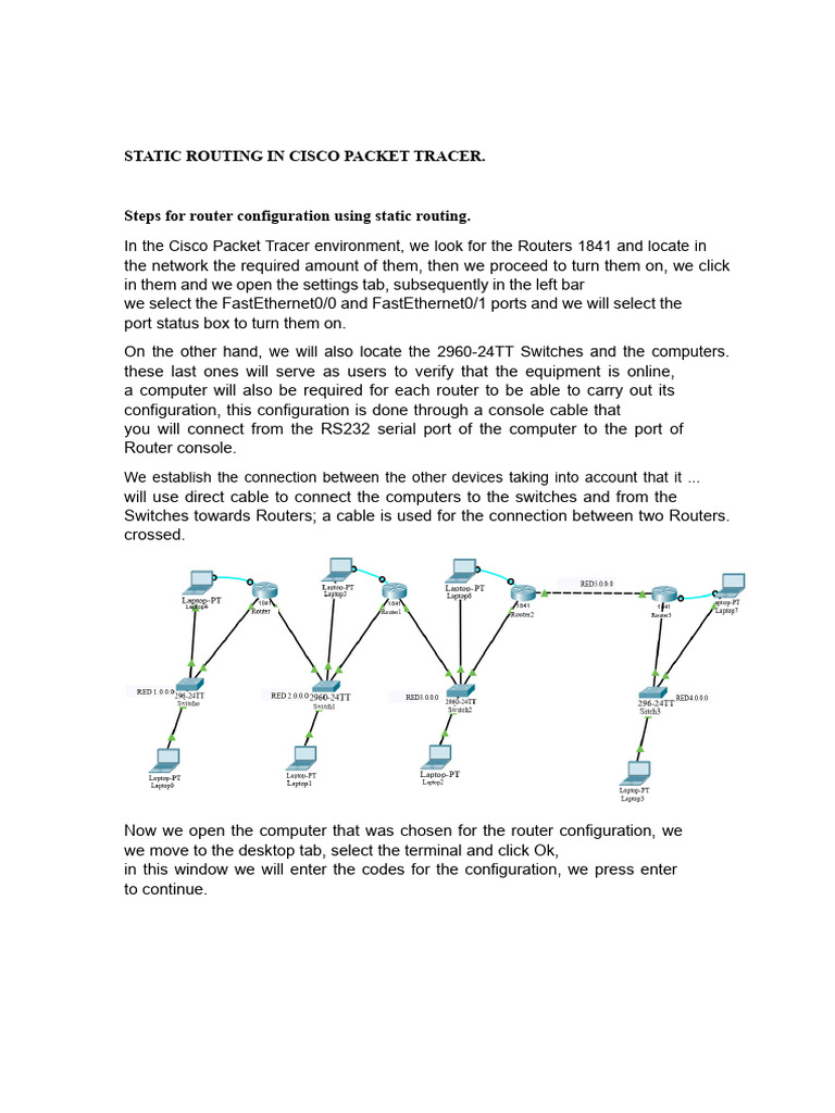 Static Routing in Cisco Packet Tracer PDF | PDF | Router (Computing ...