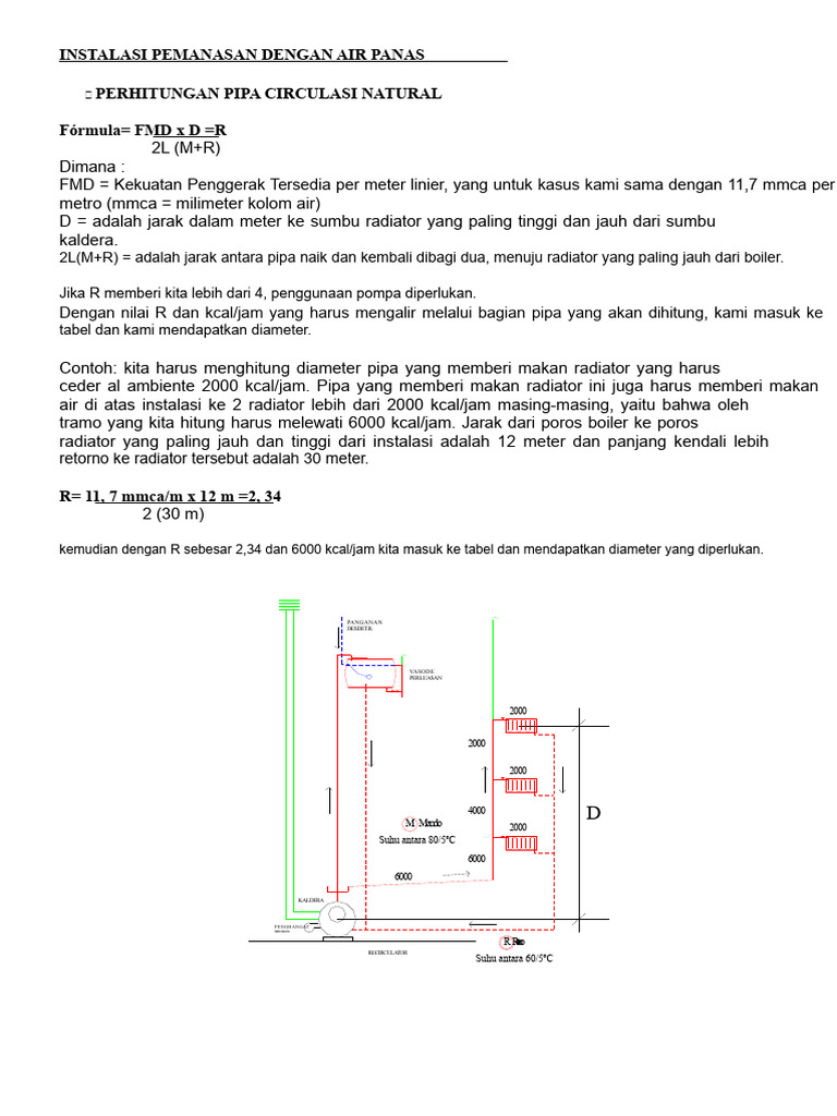 Perhitungan Diameter Pipa Pemanas Air | PDF