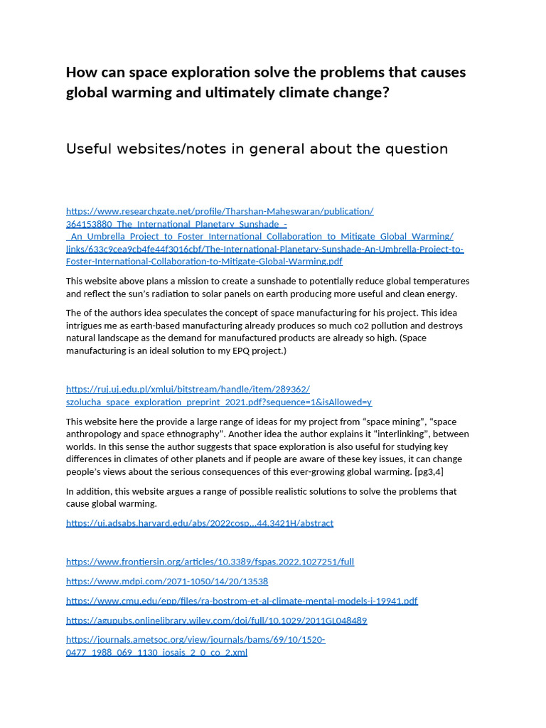 How Can Space Exploration Solve The Problems That Causes Global Warming ...