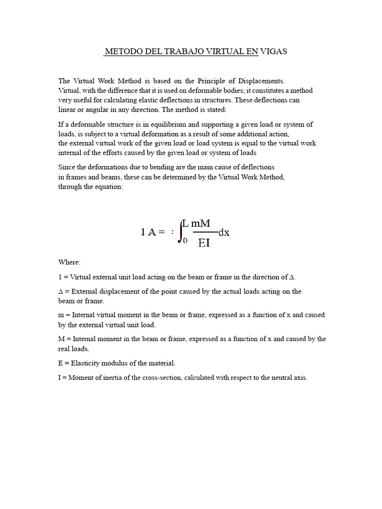 Virtual Work Method for Deflection in Beams | PDF | Beam (Structure ...