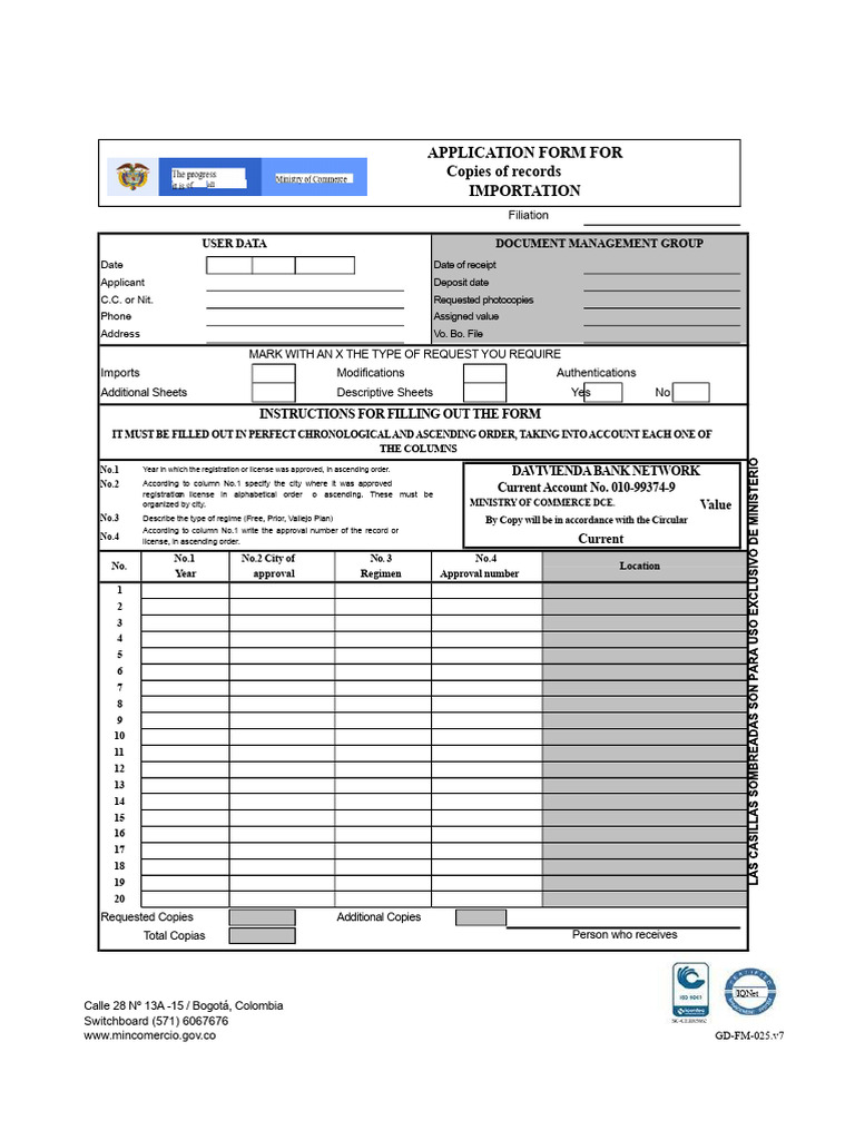 APPLICATION FORMAT FOR COPIES OF IMPORT RECORDS (1) | PDF | Computing