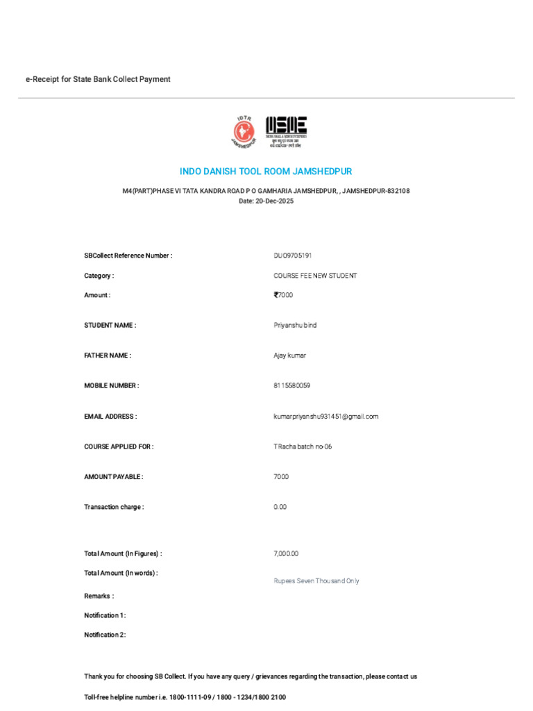 e-Receipt for SB Collect Payment | PDF