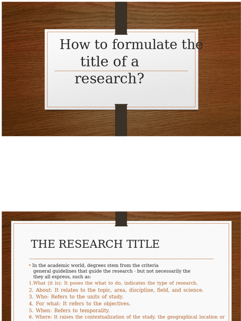 How to Formulate the Title of a Research Study | PDF