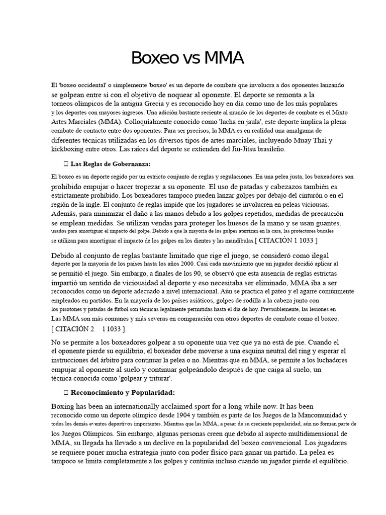 Boxeo vs MMA | PDF | Artes marciales mixtas | Deportes