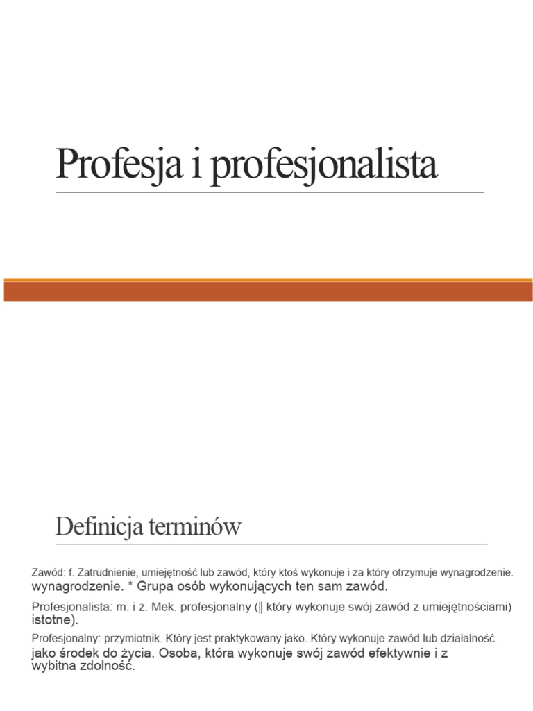 Zawód I Profesjonalista | PDF