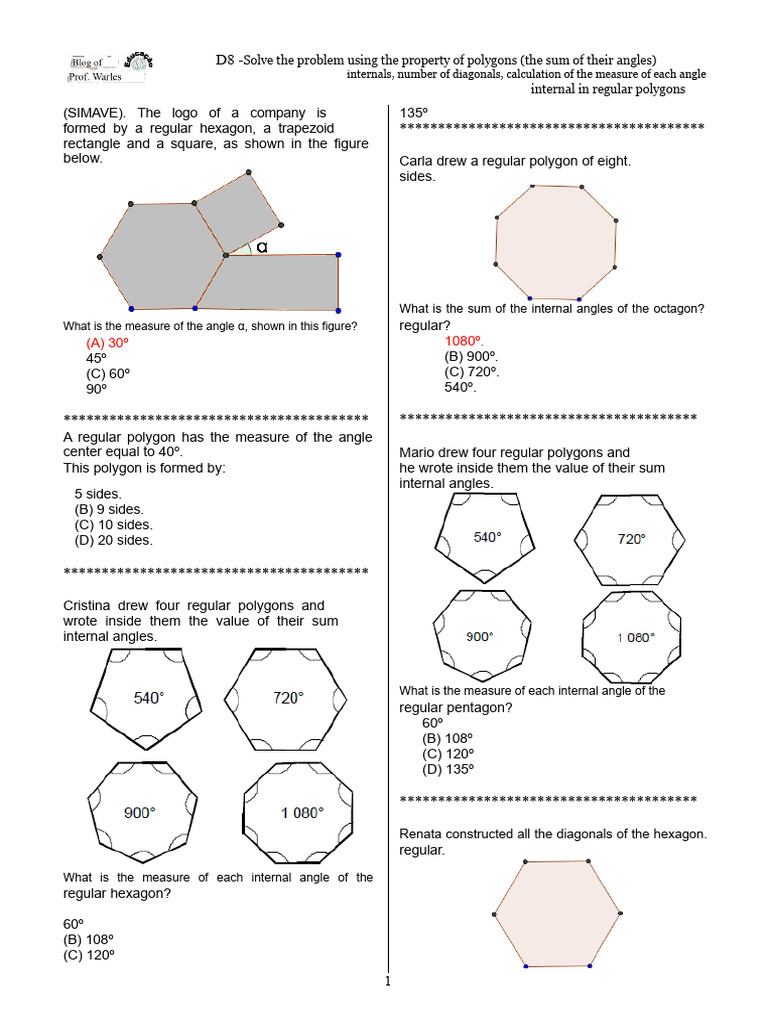 Polygon Angle Properties and Calculations | PDF | Triangle | Rectangle