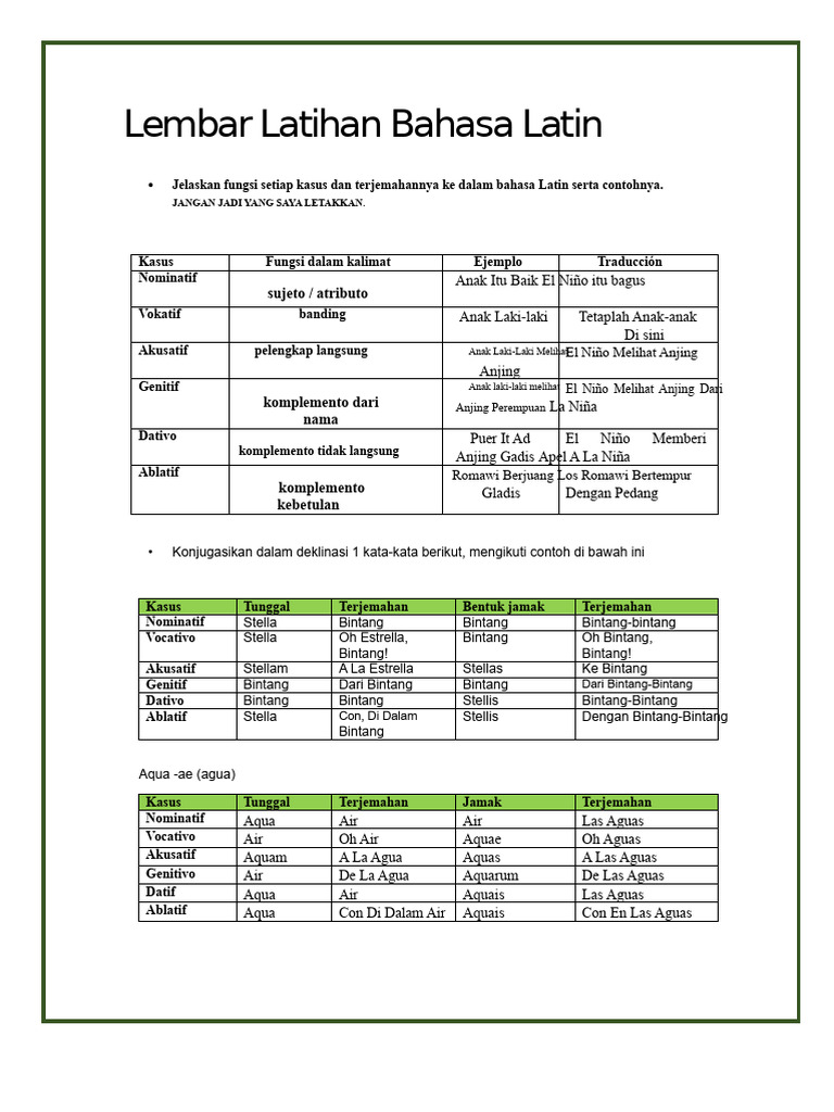 Panduan Kasus dalam Bahasa Latin | PDF