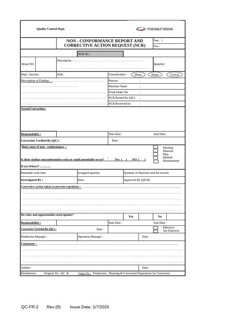 QC FR 2 Non Conformance Report | PDF | Quality Management | Quality