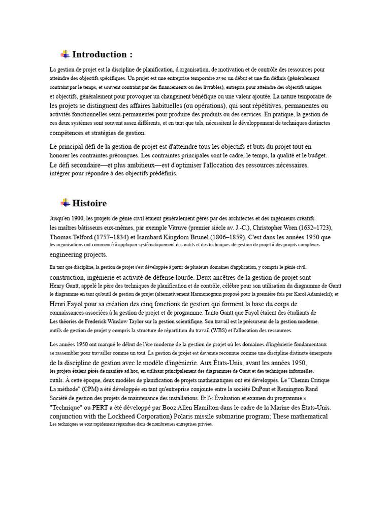 Introduction à la gestion de projet | PDF | Gestion de projet ...
