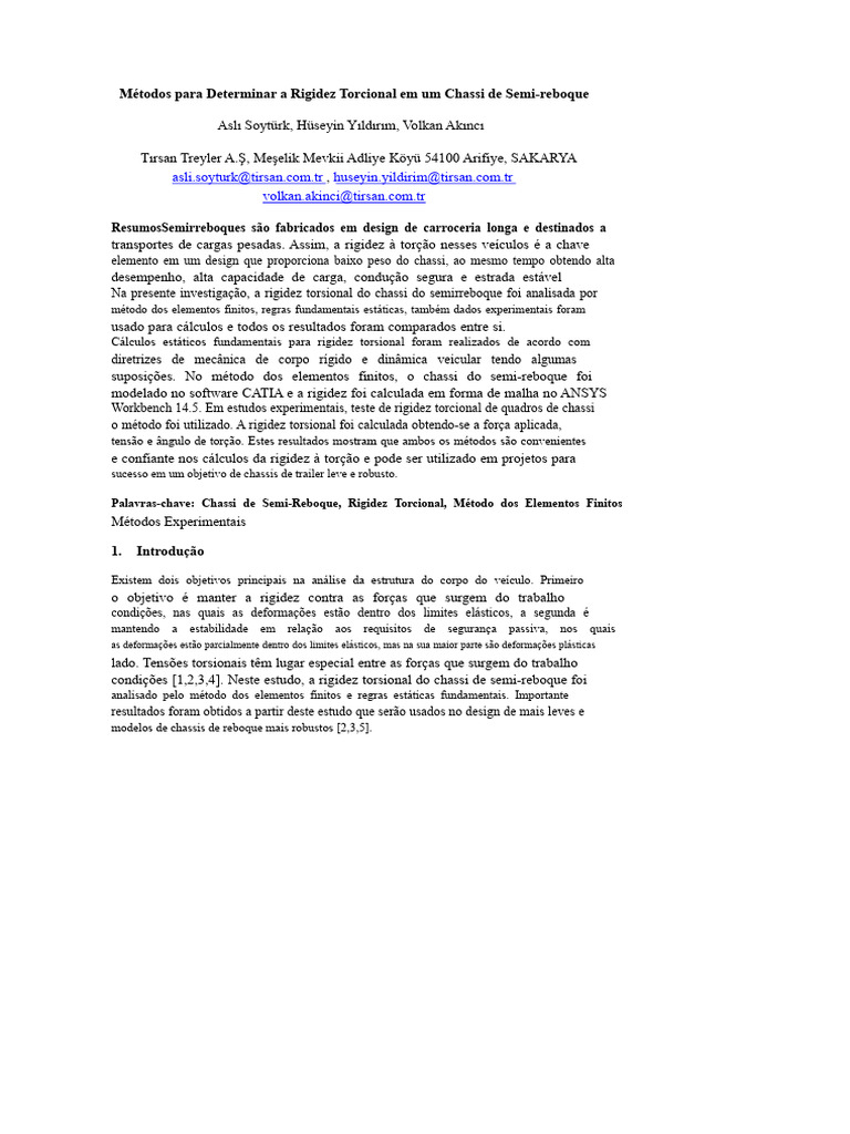 Rigidez Torcional em Chassi de Semi-Reboque | PDF | Estresse (Mecânica ...