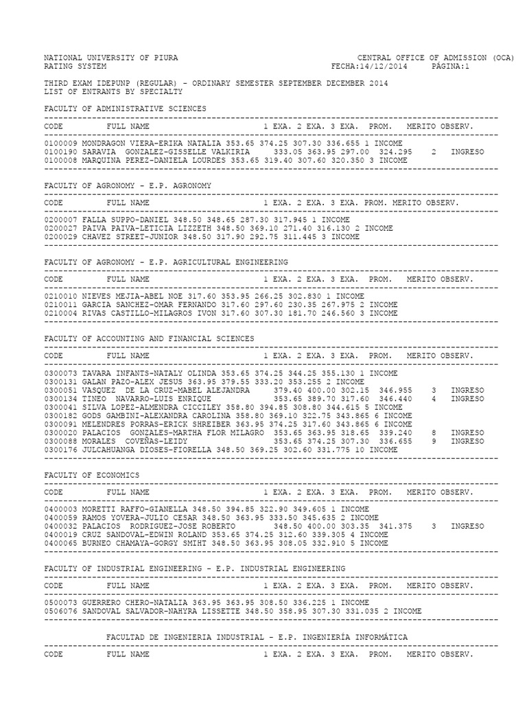 List of New Students at UNP | PDF