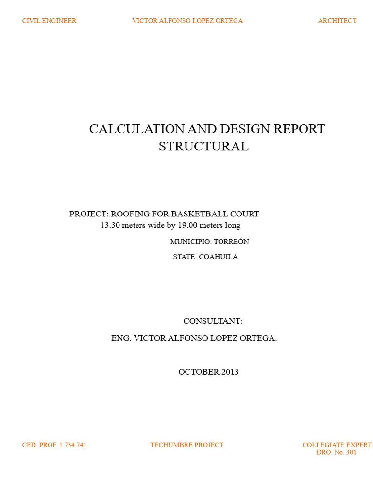 Structural Calculation Roof of 13.30x19.00 Coah - Copy | PDF | Beam ...