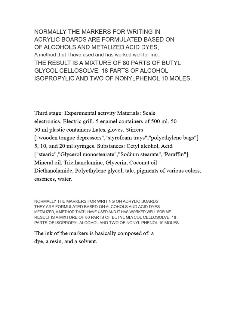 Typically, Markers For Writing On Acrylic Boards Are Formulated Based ...