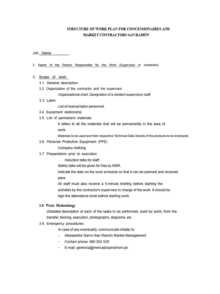 WORK PLAN STRUCTURE FOR DEALERS AND CONTRACTORS SAN RAMON MARKET | PDF ...