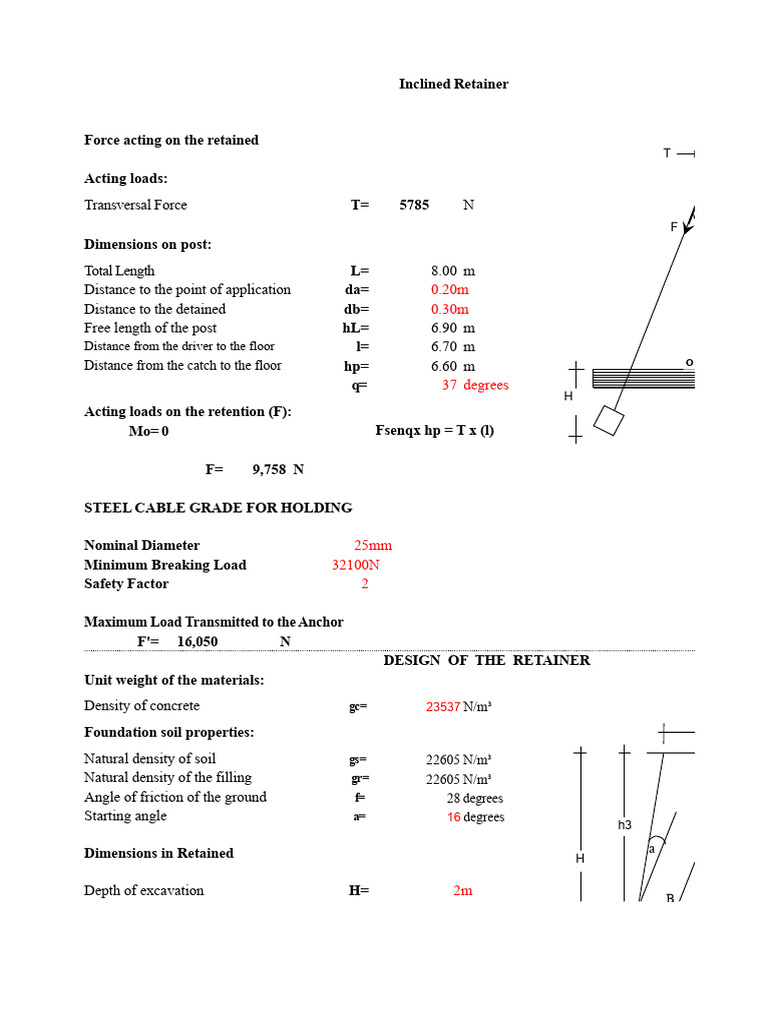 Inclined Retainer Design and Analysis | PDF | Civil Engineering ...