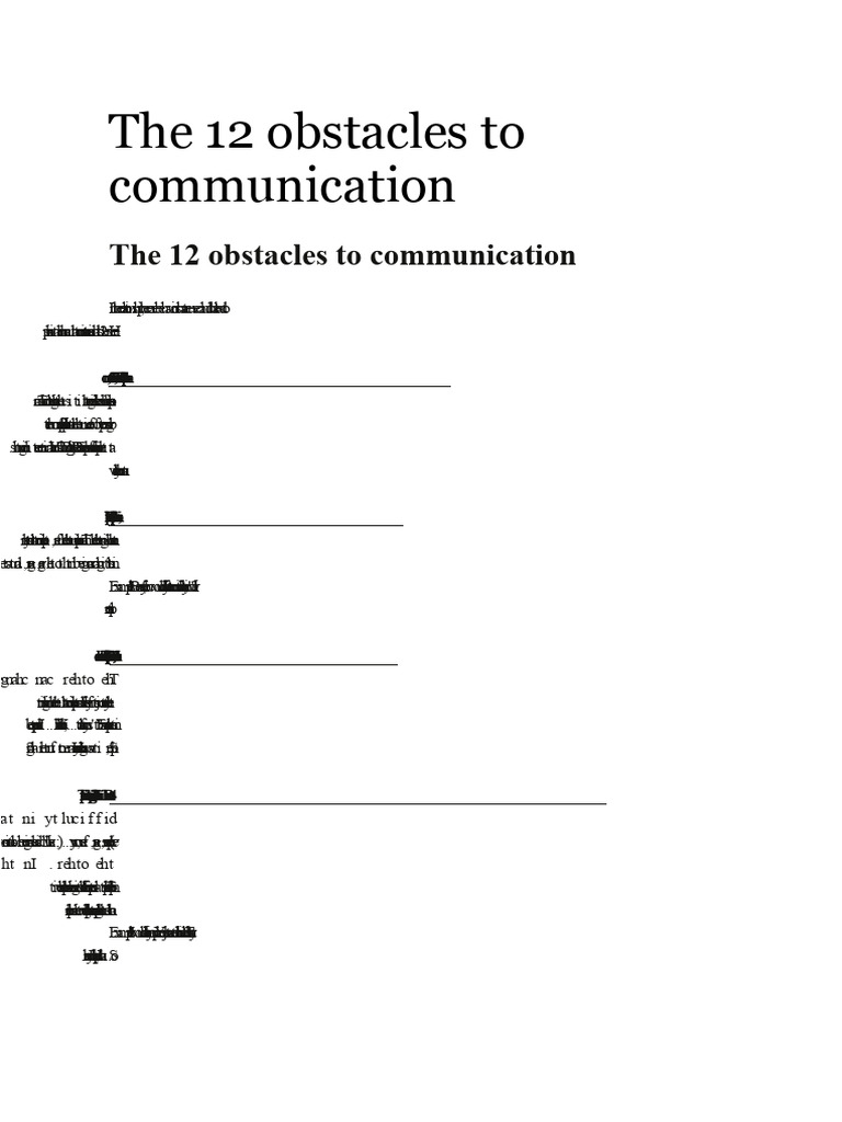 12 Barriers to Effective Communication | PDF