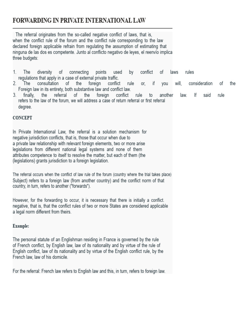 THE FORWARDING IN PRIVATE INTERNATIONAL LAW.docx | PDF | Sovereignty ...