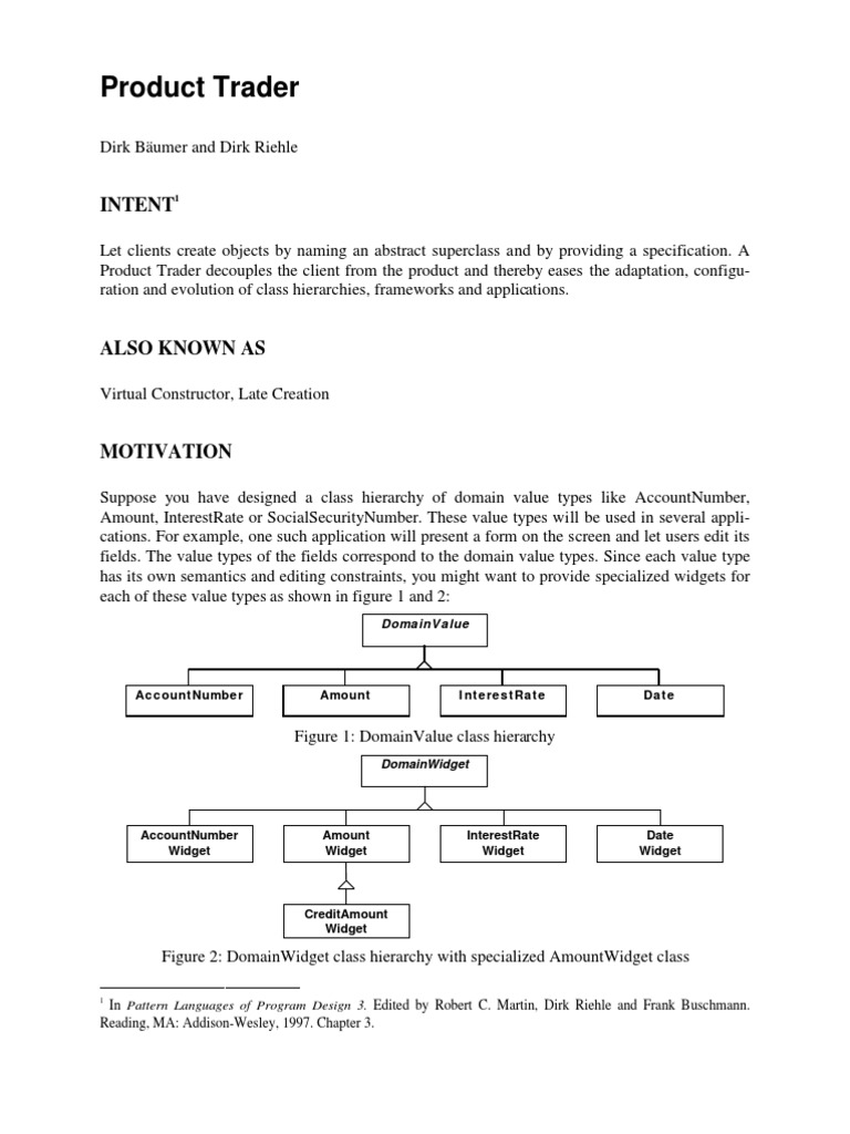 Product Trader Design Pattern | PDF | Class (Computer Programming ... Product Trader Design Pattern | PDF | Class (Computer Programming ...