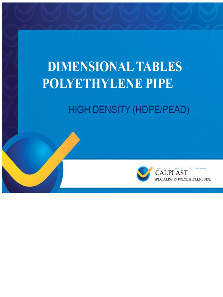 Dimensional Tables of Calplast High-Density Polyethylene Pipes | PDF ...