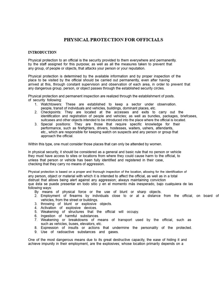 Official Physical Protection Strategies | PDF | Traffic