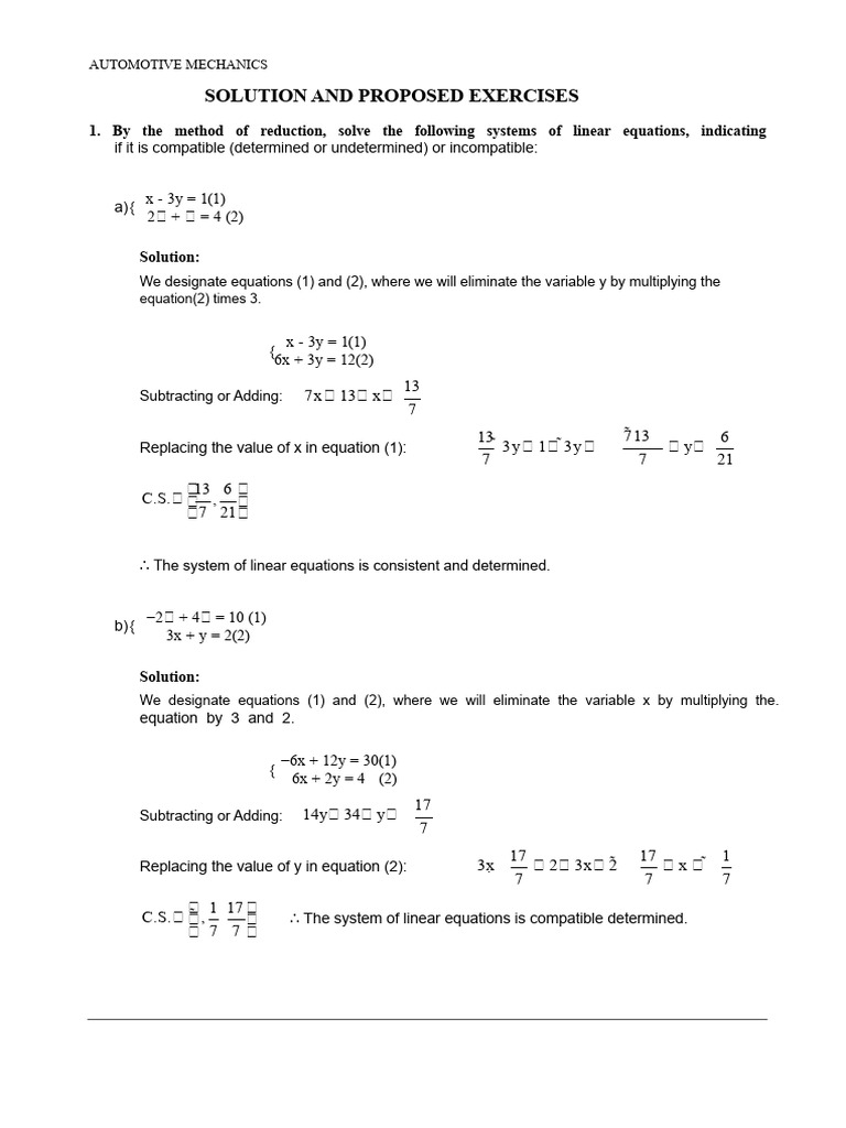 Automotive Equation System | PDF | Equations | System Of Linear Equations